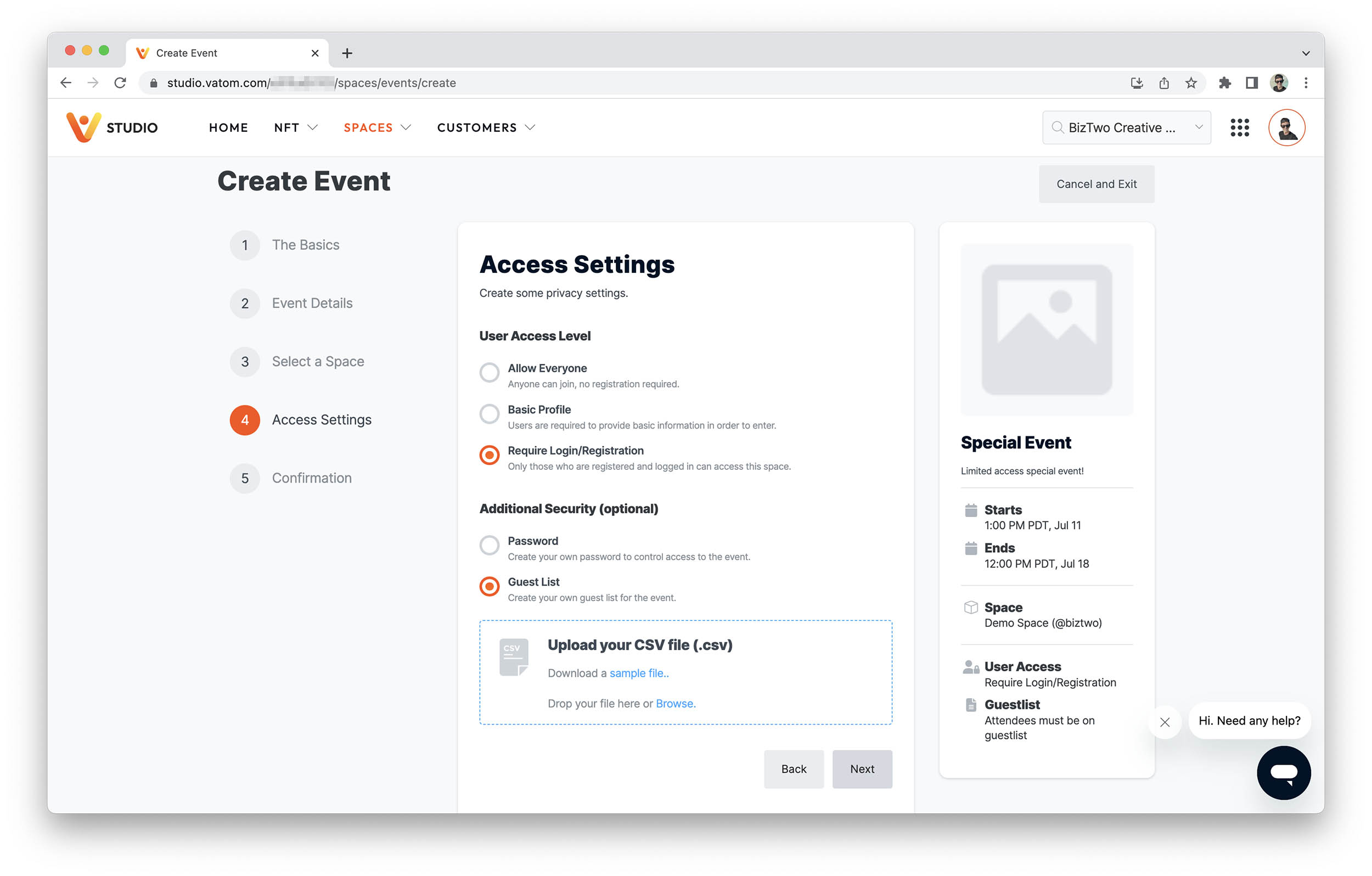 Scheduling Spaces Events Vatom Help 4588
